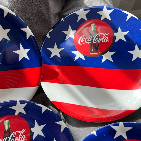 Dining | Vintage Plastic Cocacola Plates Stars And Stripes | Poshmark